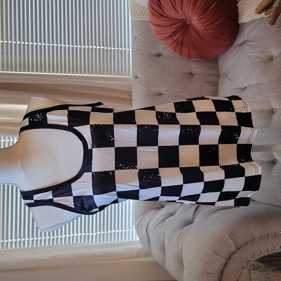 Source Unknown | Tops | Blackwhite Checkered Tank | Poshmark